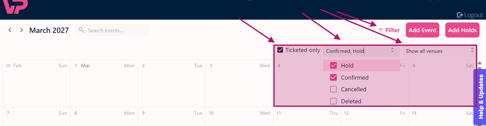 Create & Manage Calendar Holds using the VenuePilot Calendar Tool